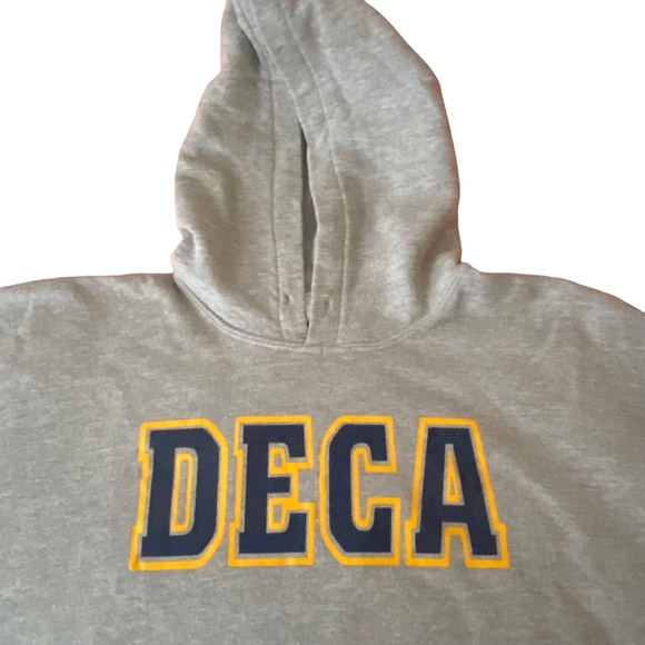 Gildan | Tops | Vintage Deca Hoodie Sweatshirt Xl Heather Grey Block ...